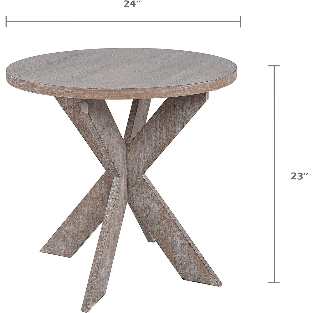 Ophelia & Co. Flora Farmhouse Cross Leg end Table, French Country Round ...