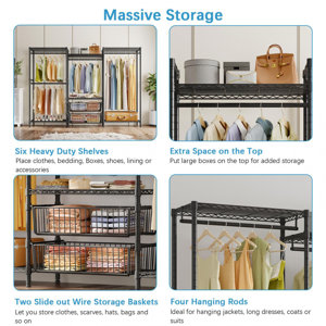 Rebrilliant 85.4'' Metal Clothes Rack & Reviews | Wayfair