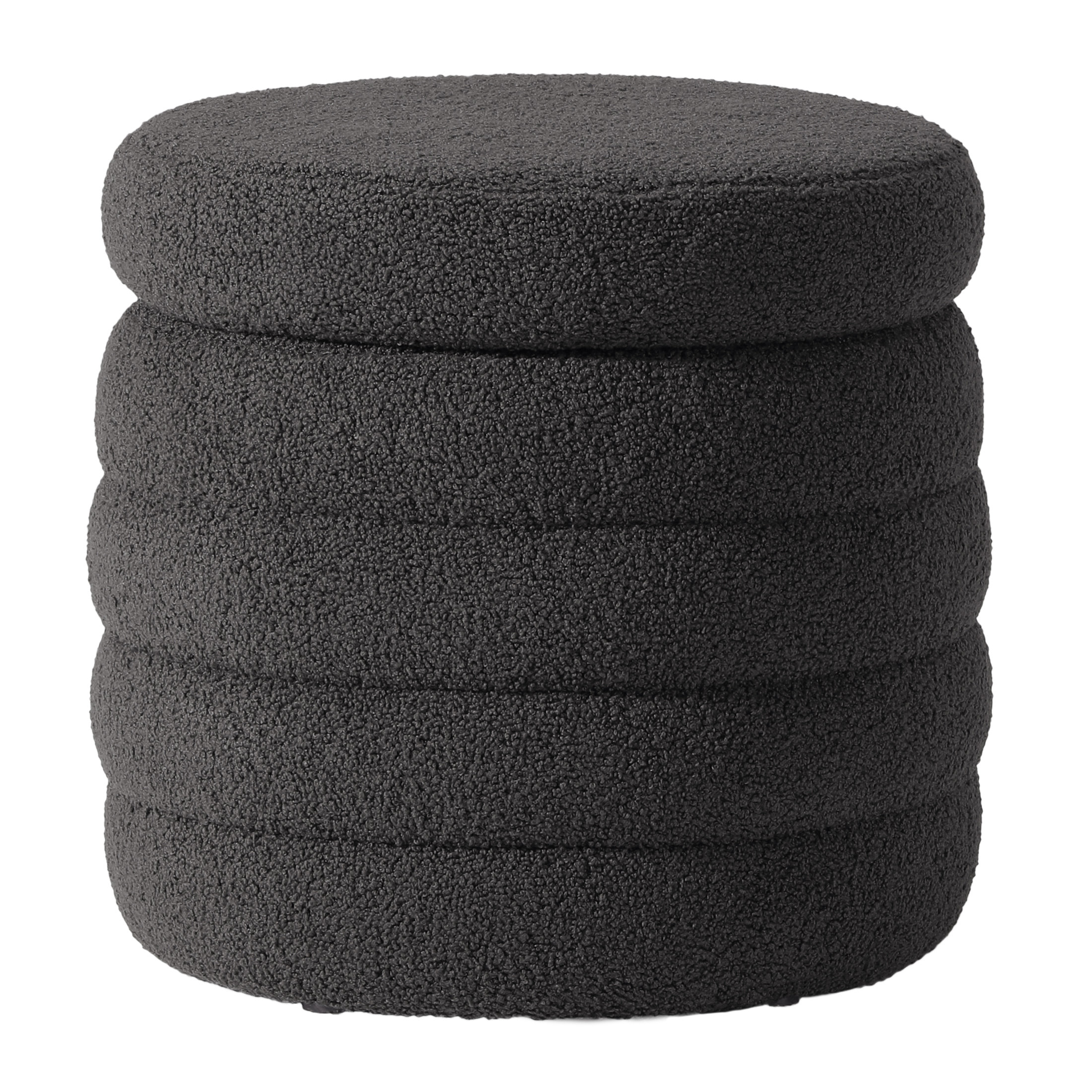 Ivy Bronx 16" Tall Sherpa Round Ottoman With Storage | Wayfair