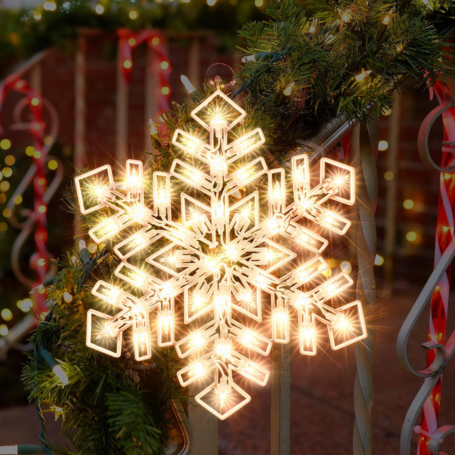 The Holiday Aisle® Light up snowflakes Christmas window silhouette ...