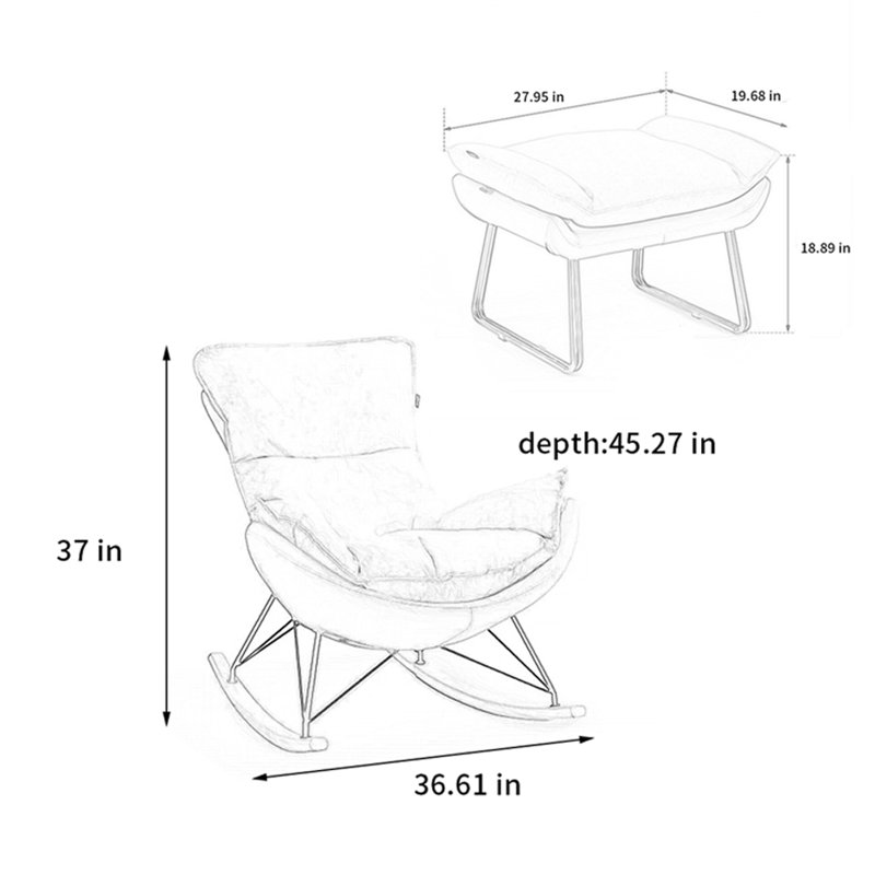 ChairVogue Eggshell Chair Single Casual Rocking Chair Metal Rocking ...