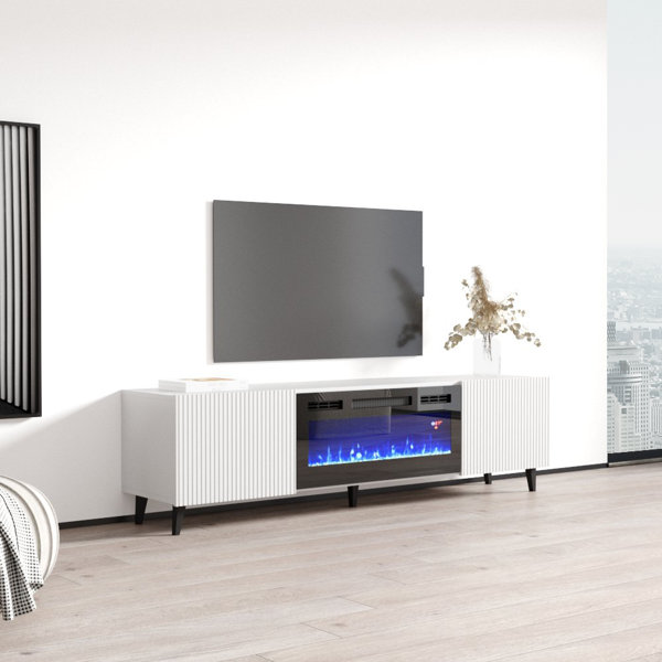 Orren Ellis Oaklynn TV Stand for TVs up to 78" with Electric Fireplace ...