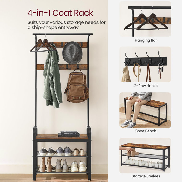 17 Stories Shino Steel Freestanding 9 - Hook Coat Rack | Wayfair