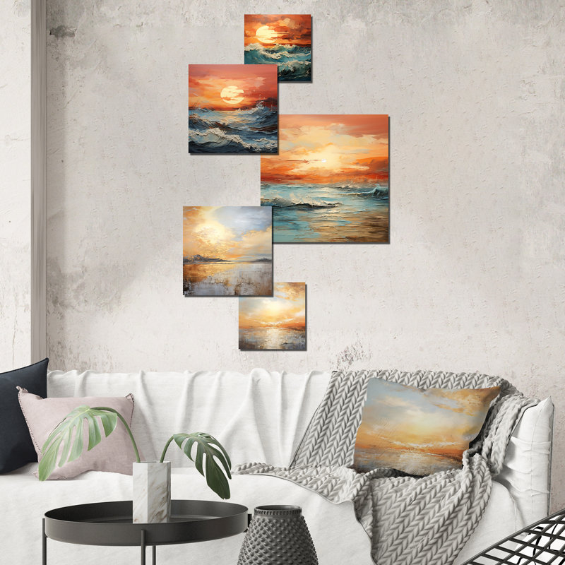 Beachcrest Home™ Bold Beach Sunset Scenery - Coastal Sunset Wall Art ...