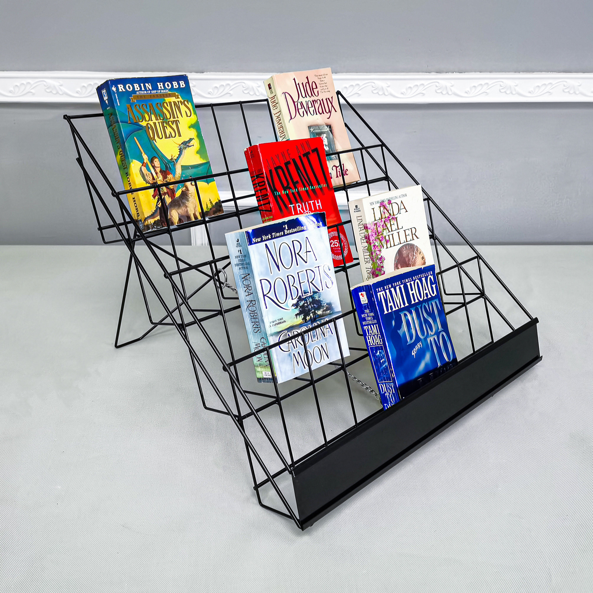 Rebrilliant 4-Tiered Greeting Card Rack, 18" Wire Greeting Card Holder ...