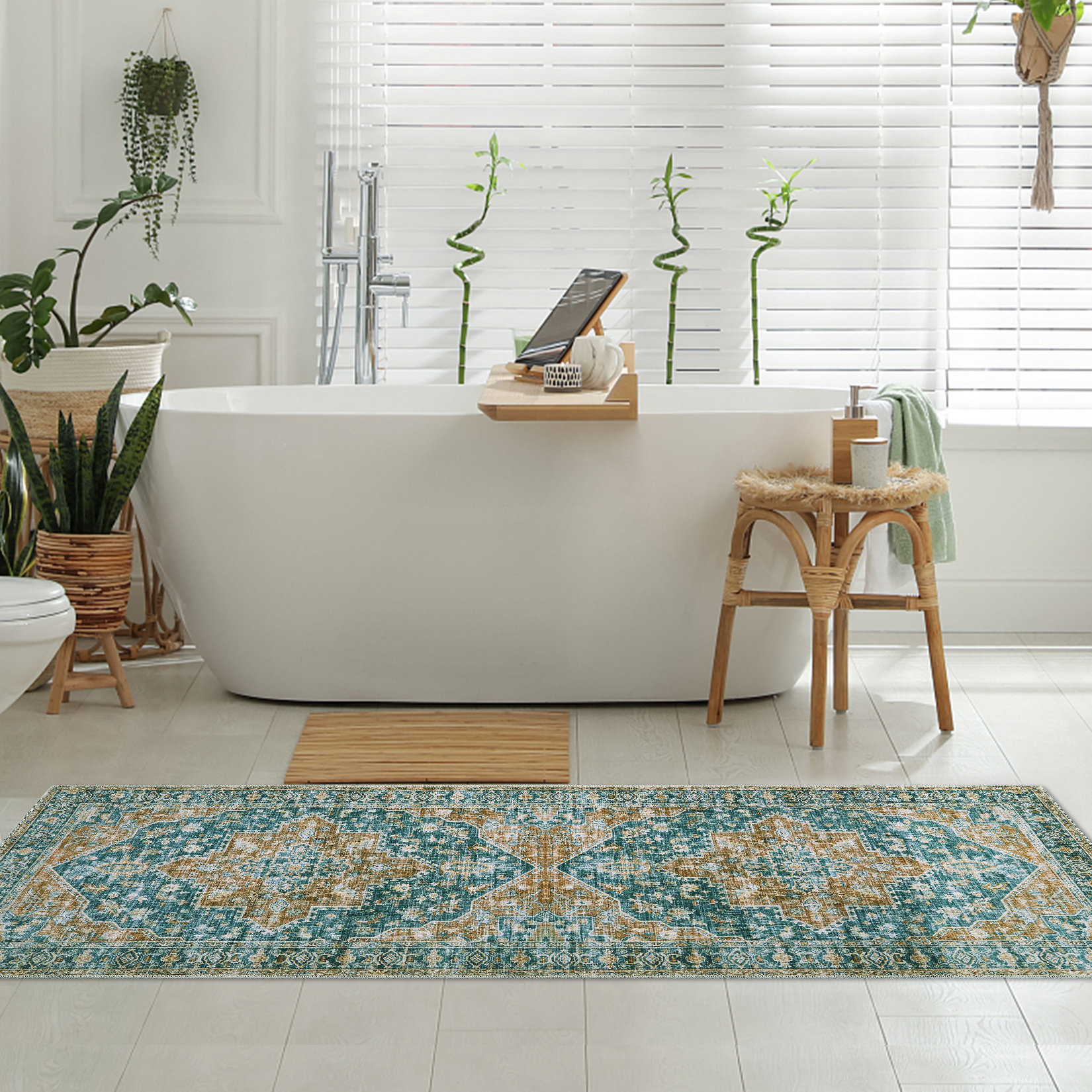 Bungalow Rose Area Rug Persian Medallion Distressed Rug 4 X 6 Ft Floral ...