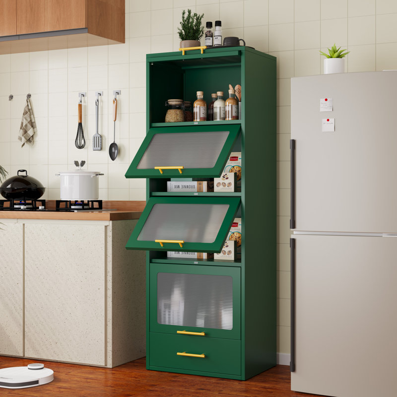 Mercer41 Metal Freestanding Display Stoarge Cabinet With Acrylic Glass ...