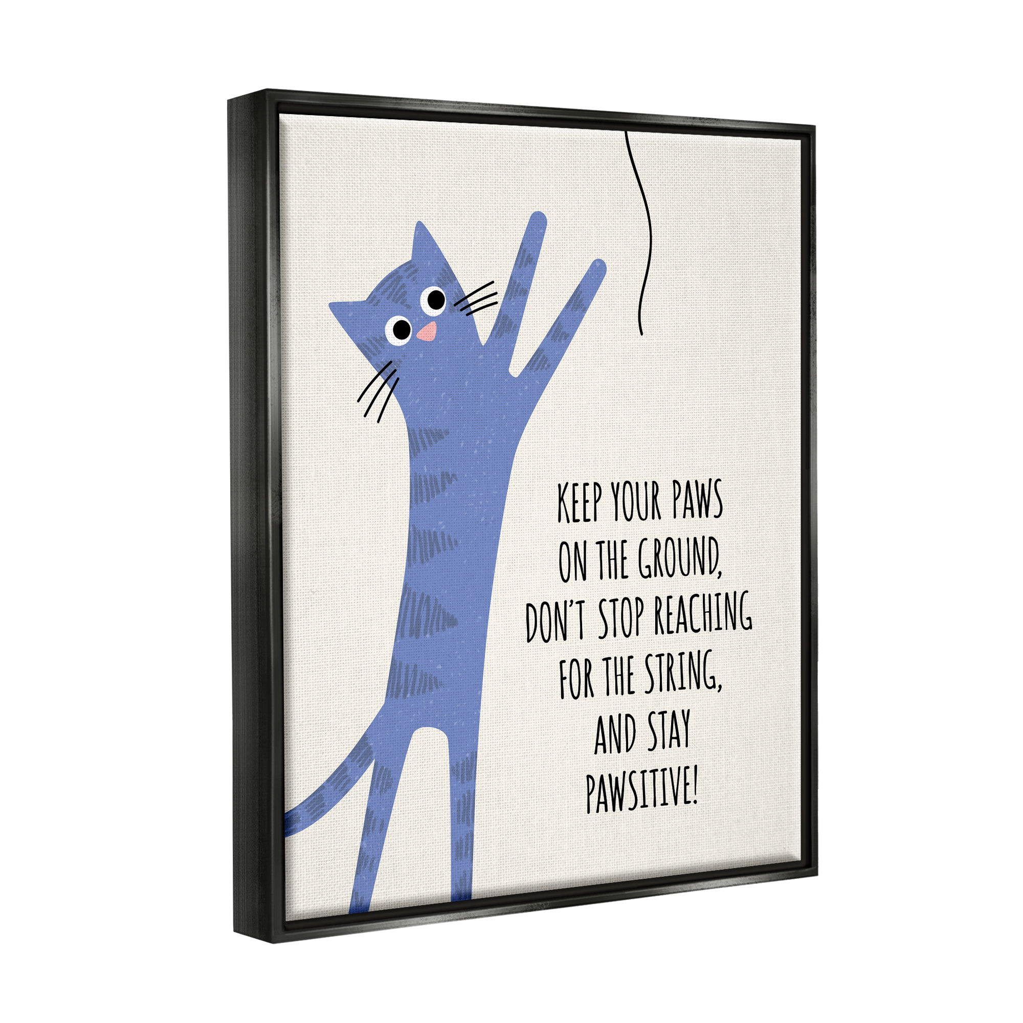 Stupell Industries Stay Pawsitive Cartoon Cat Playing Positivity ...
