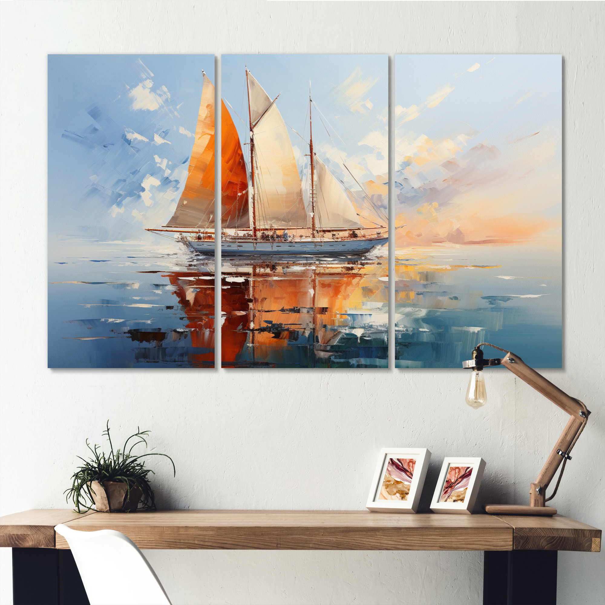 Design Art Boat Minimalism Regatta II - Boat Canvas Art Print Set | Wayfair