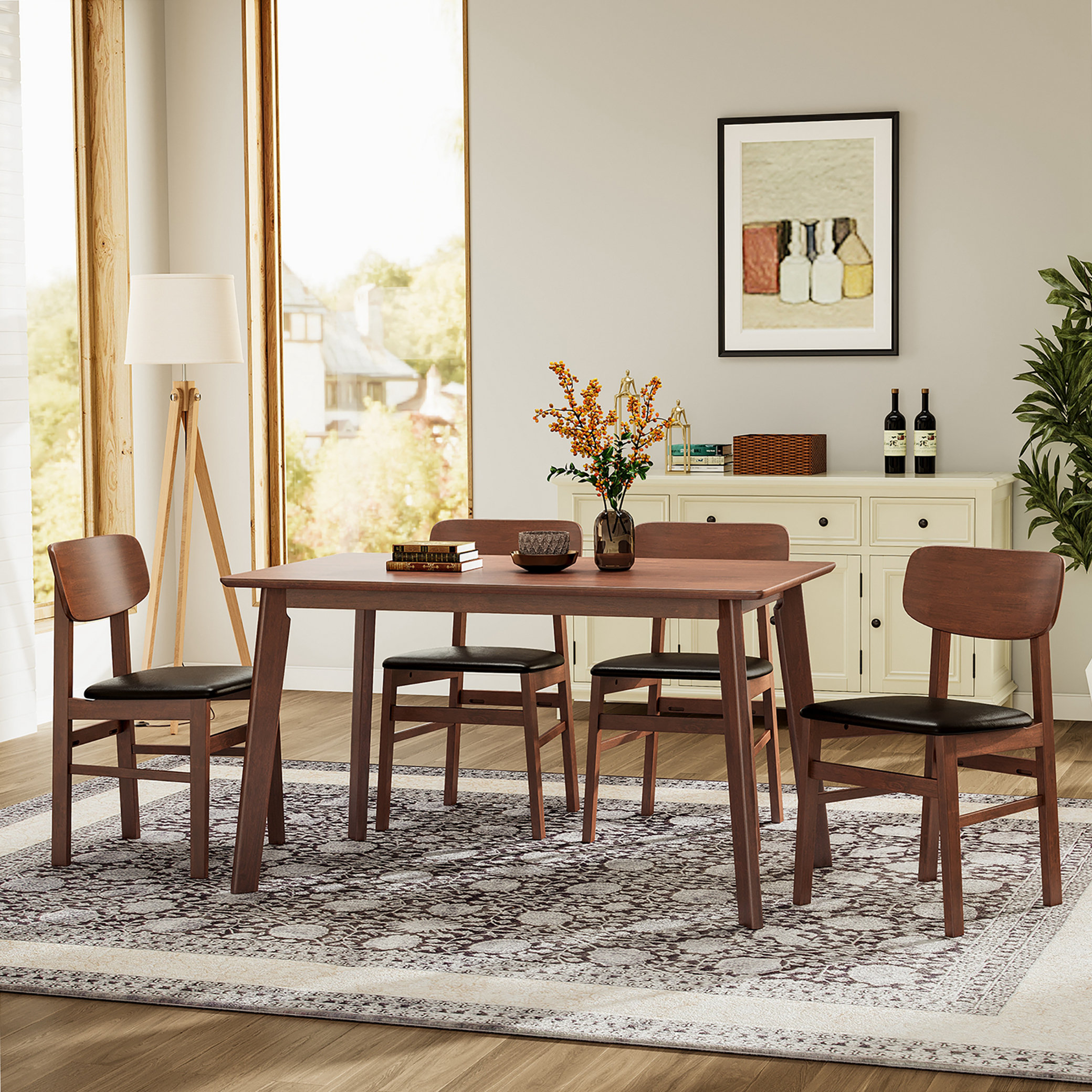 Corrigan Studio® Koriey 5 Pieces Dining Table Set 1 Dining Table and 4 ...