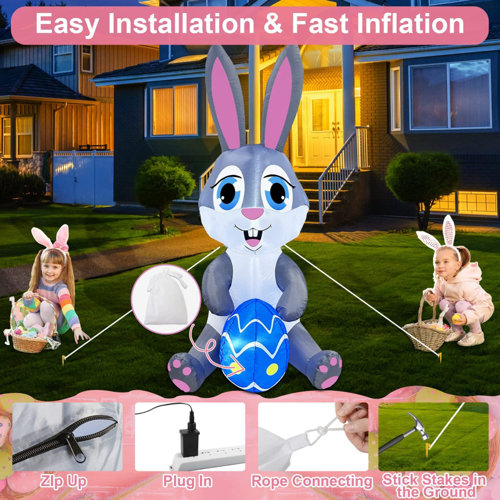The Holiday Aisle® Easter Inflatables Bunny Inflatable | Wayfair