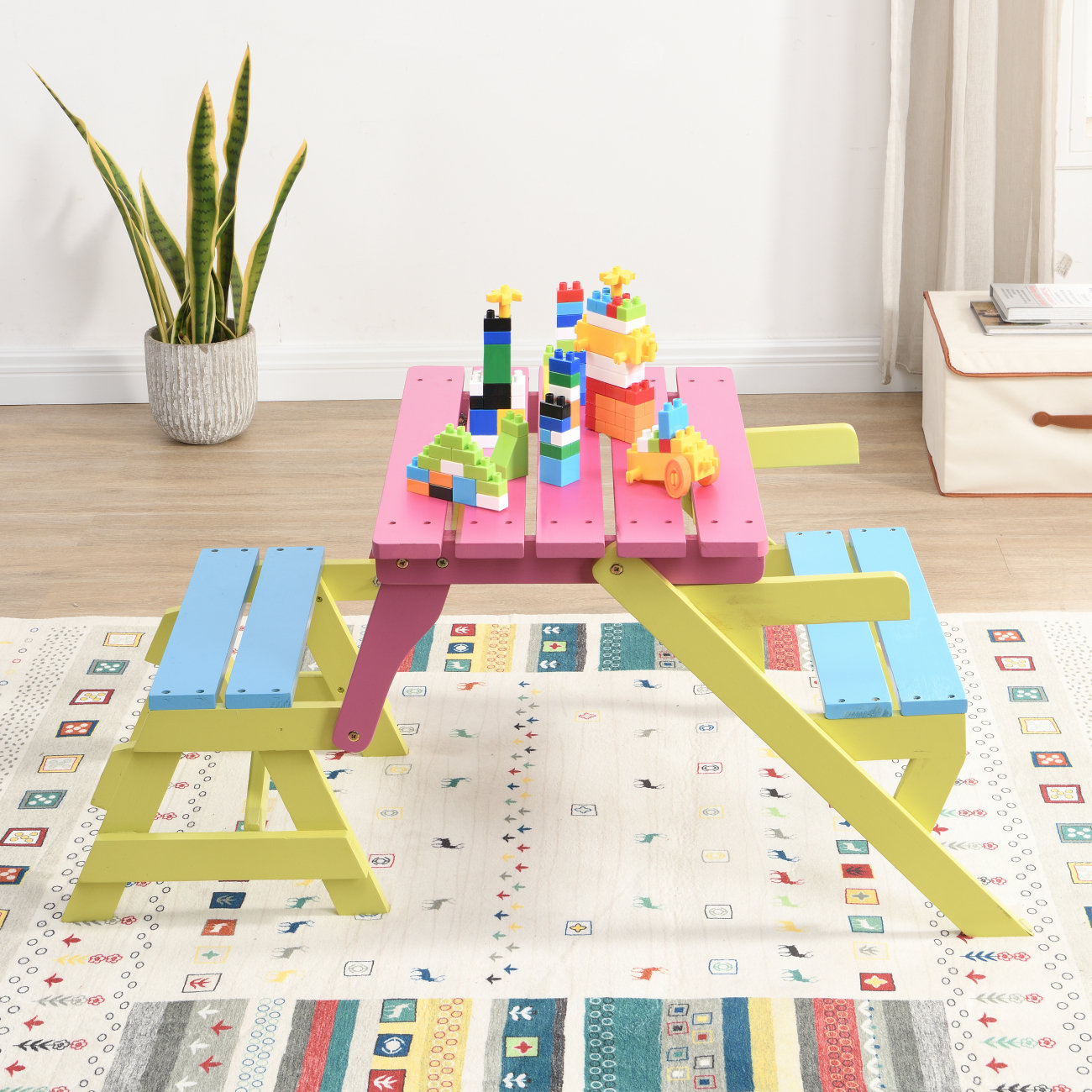 Dakota Fields KID's MULTI-FUNCTIONAL ARM CHAIR,TABLE+ 2 BENCHES (All-In ...