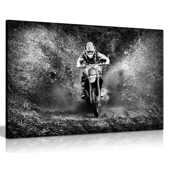 Panther Print Motor Sport Biker In Extreme Speed Ride - Wrapped Canvas ...