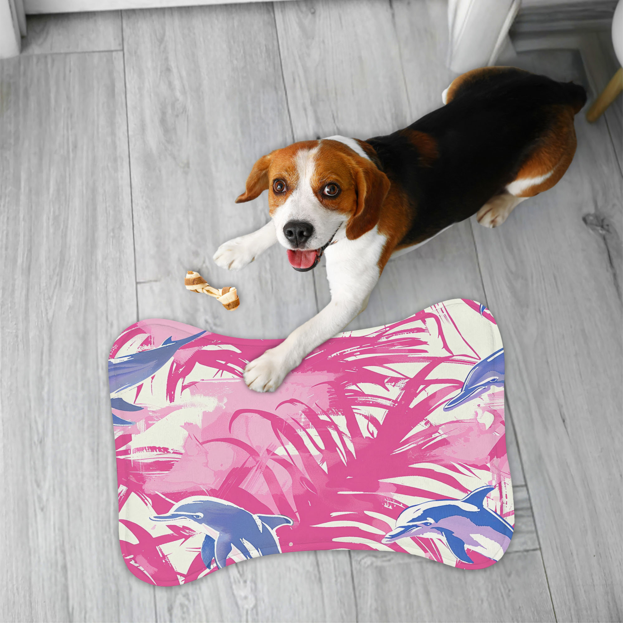 MentionedYou Preppy Dolphins Designs - 1 Piece Bone Shape Feeding Mat ...