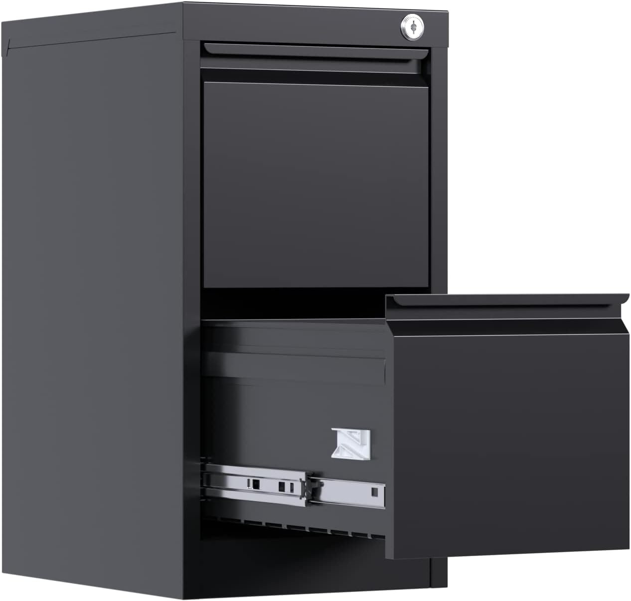 Inbox Zero 2 Drawer File Cabinet, Metal Vertical File Storage Cabinet ...