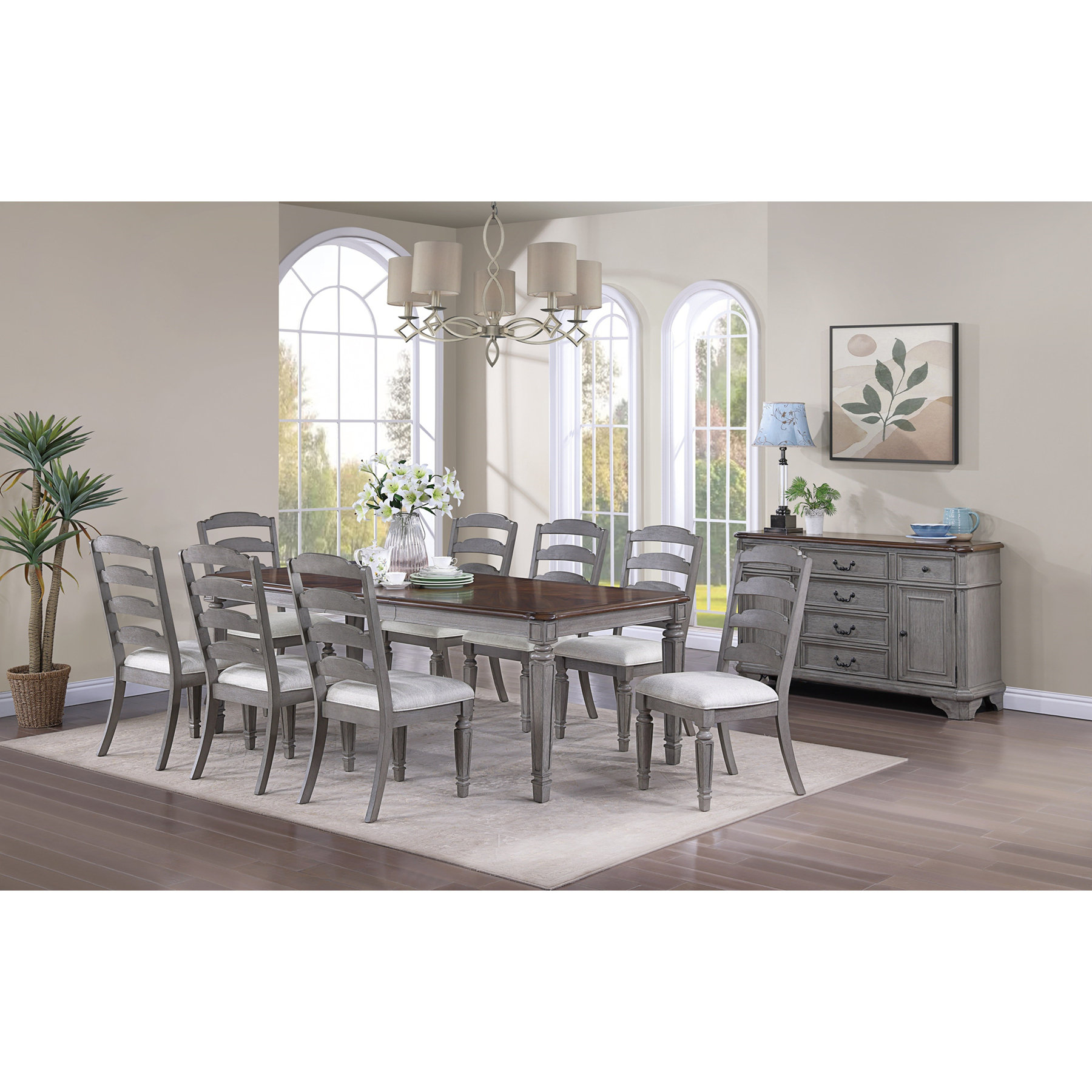 Corrigan Studio 9pc Dining Set Dining Table w Leaf 8x Side Chairs ...