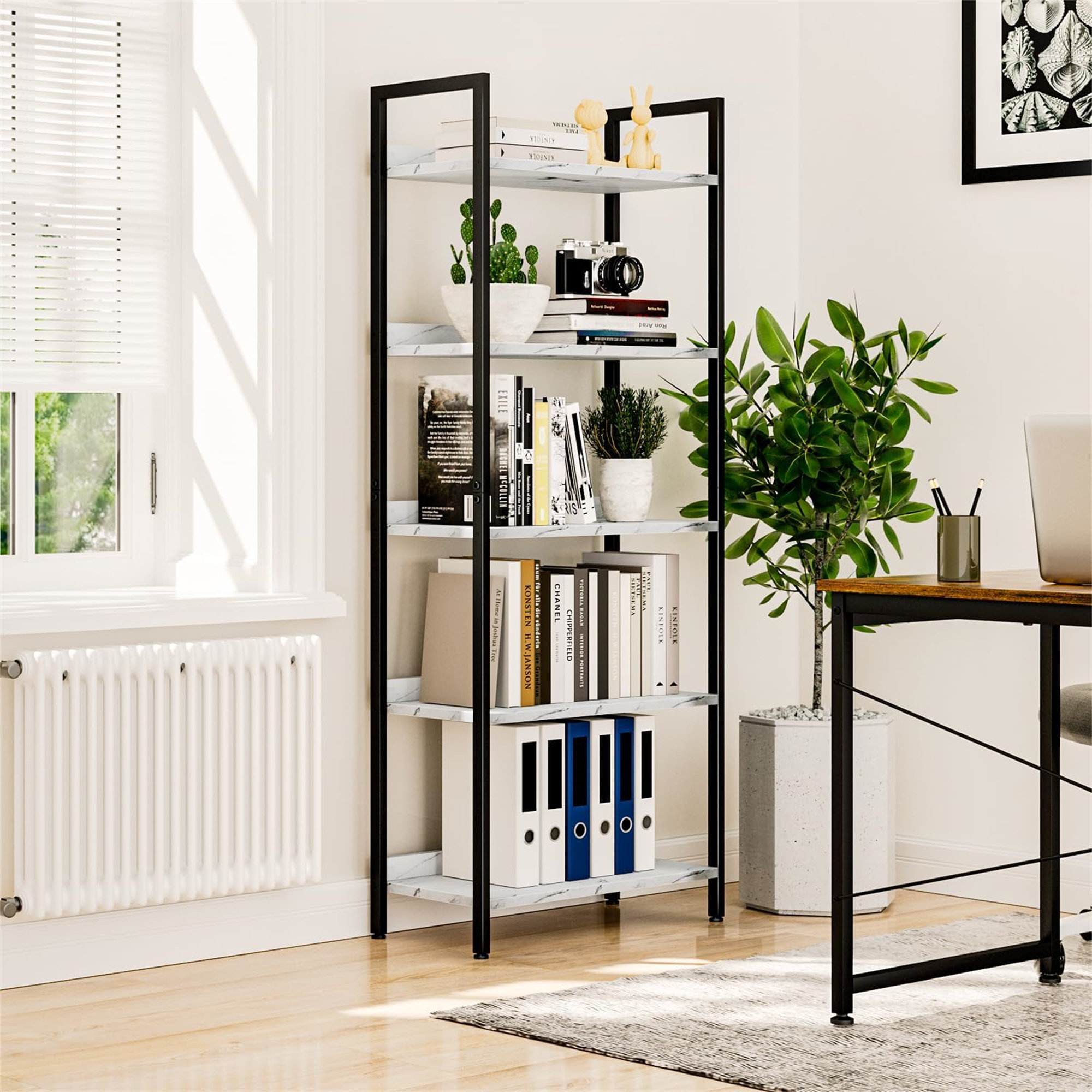 Latitude Run® Bookshelf, 5 Tier Bookshelves, Home Office Bookcase Shelf ...