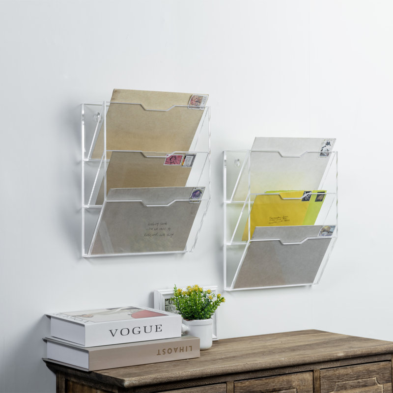 Ebern Designs 2 Piece Acrylic Mail Storage Wall Organizer | Wayfair