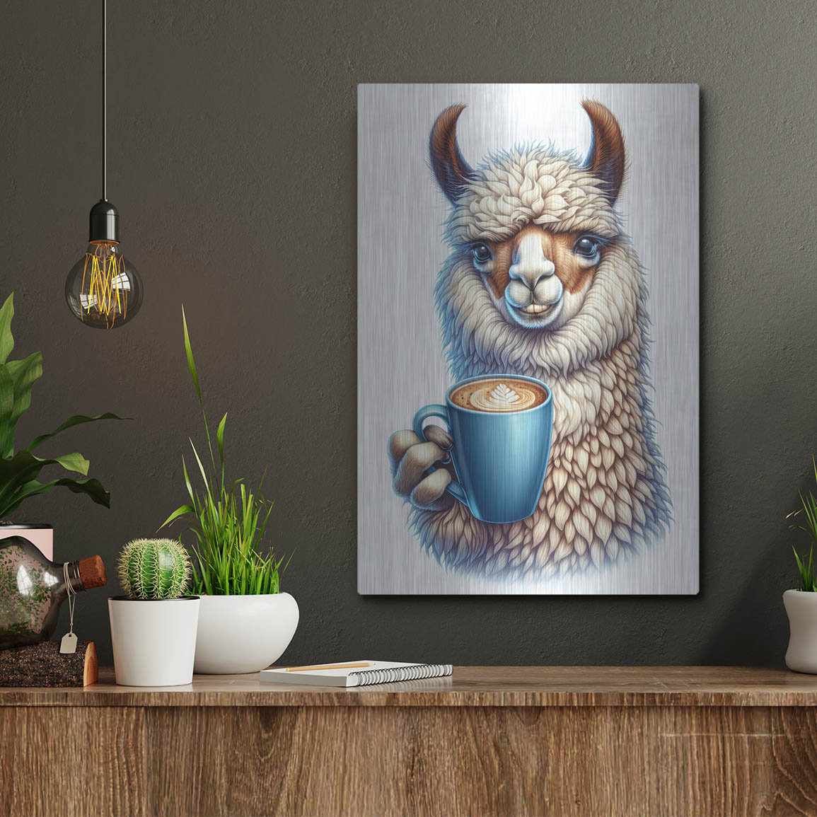 Trinx 'Llama Morning' by Rey Klimt Metal Wall Art | Wayfair