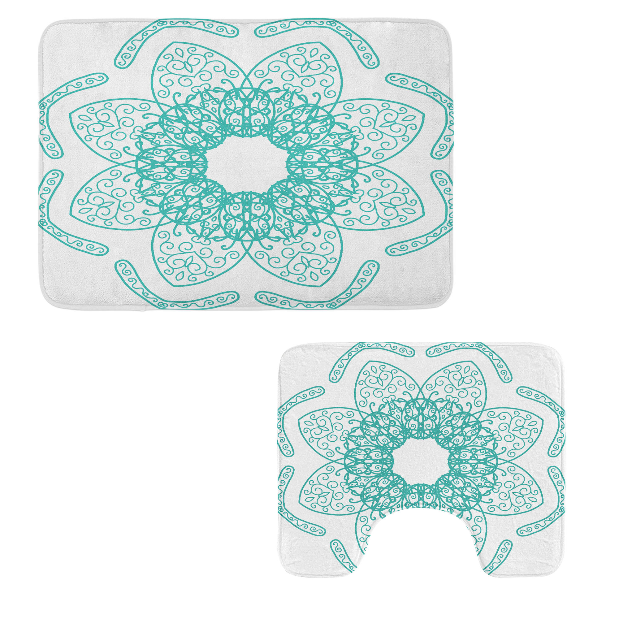 East Urban Home Floral Bathroom Rug Set 2 Pieces Rectangle & Contour ...