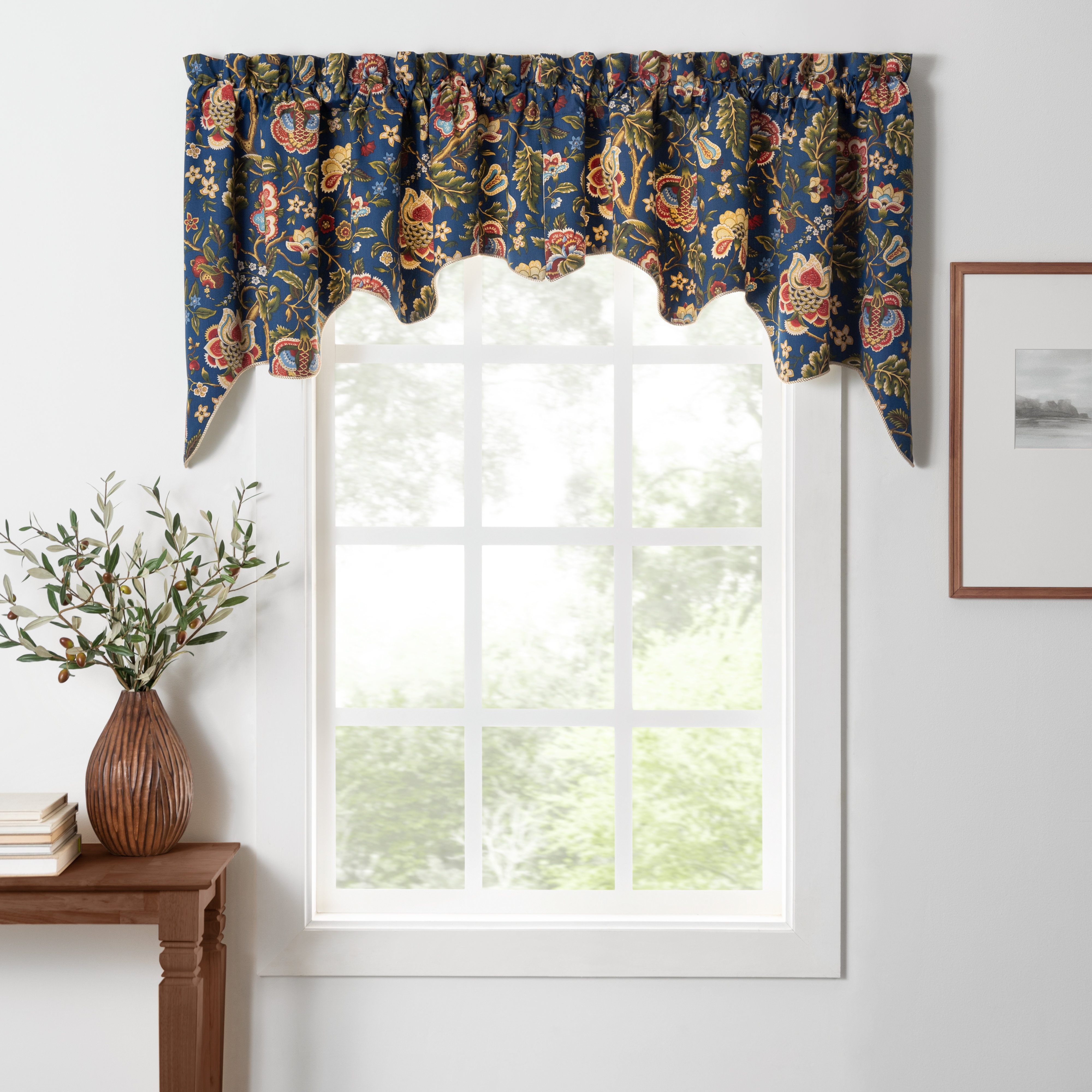 Ellis Curtain Regency Floral Cotton Swag 100'' W Window Valance | Wayfair