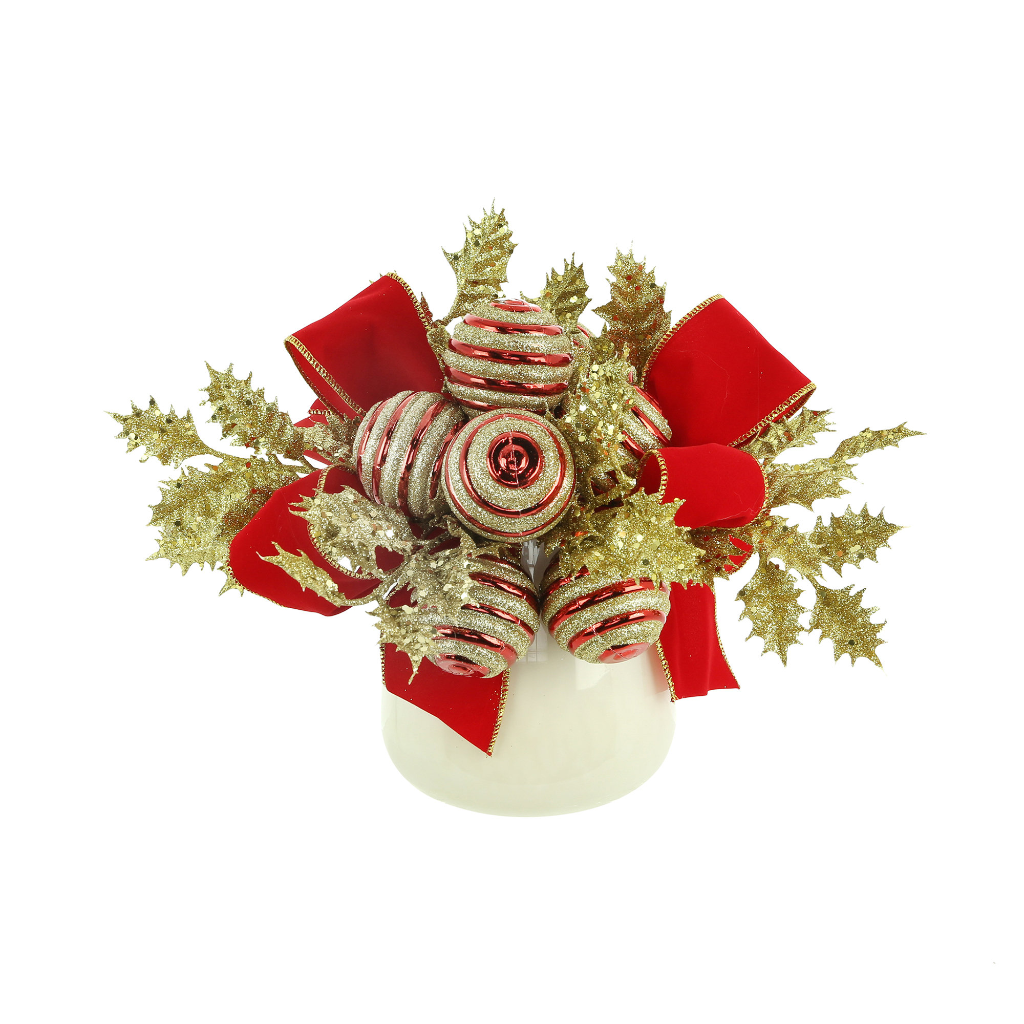 Creative Displays, Inc. Sparkly Holly Holiday Arrangement with Bows and ...