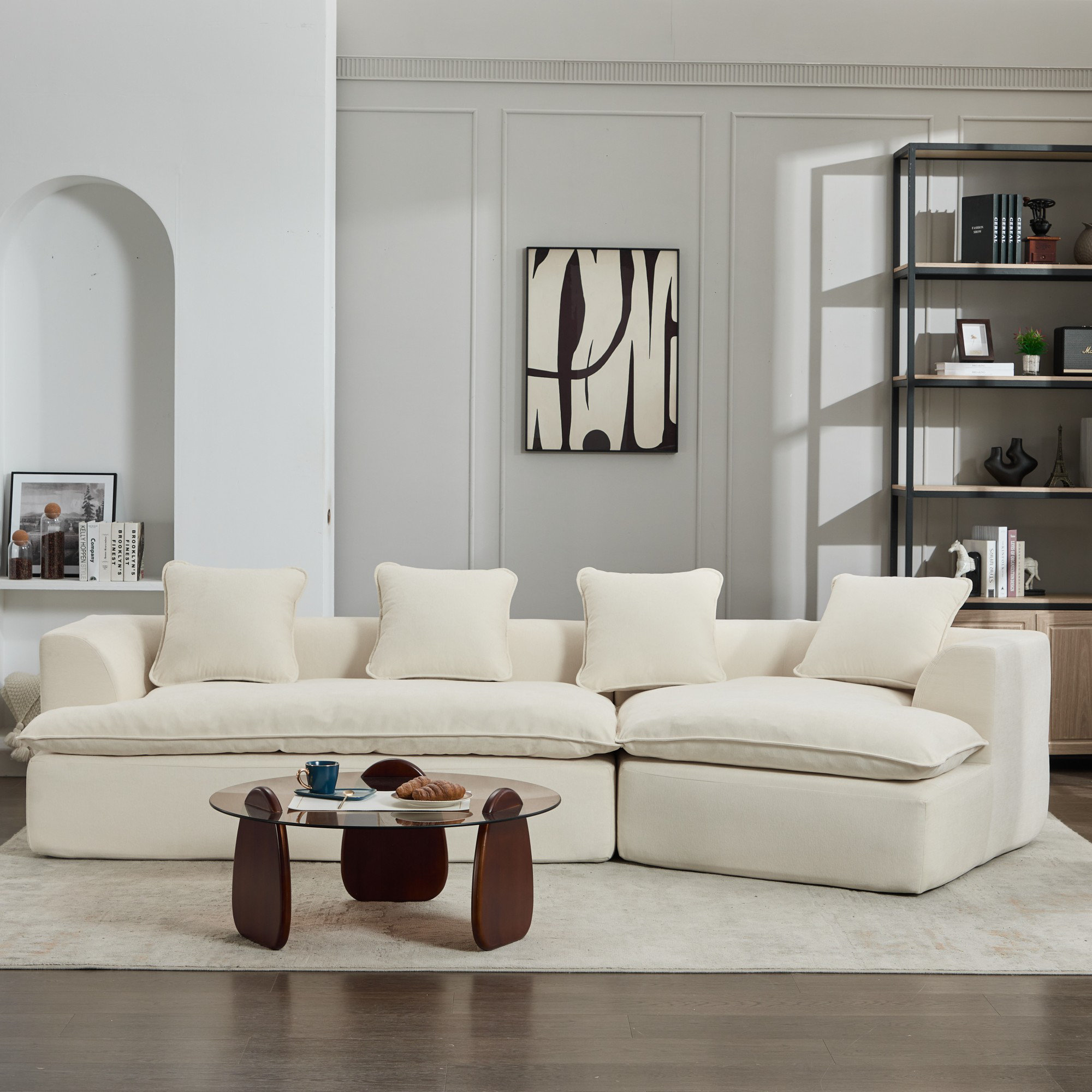 Latitude Run® Modular Cushion Sofa Removable Footstool | Wayfair