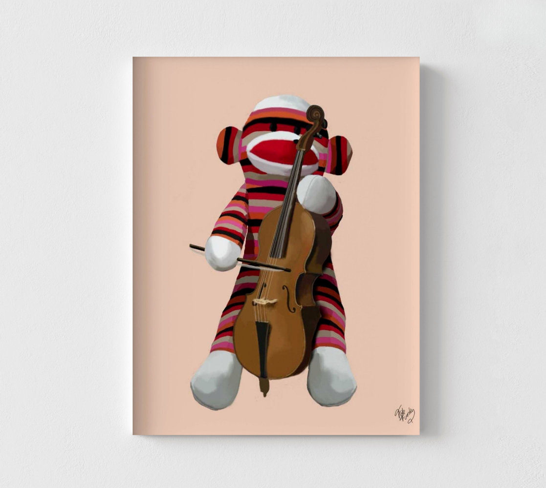 WeFrameArt Cute Monkey Poster Print, Framed Sock Animal Print, Cello ...