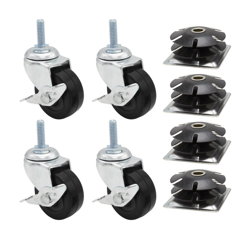 Outwater 2in. Square Metal Double Star Caster Insert With Brakes | Wayfair