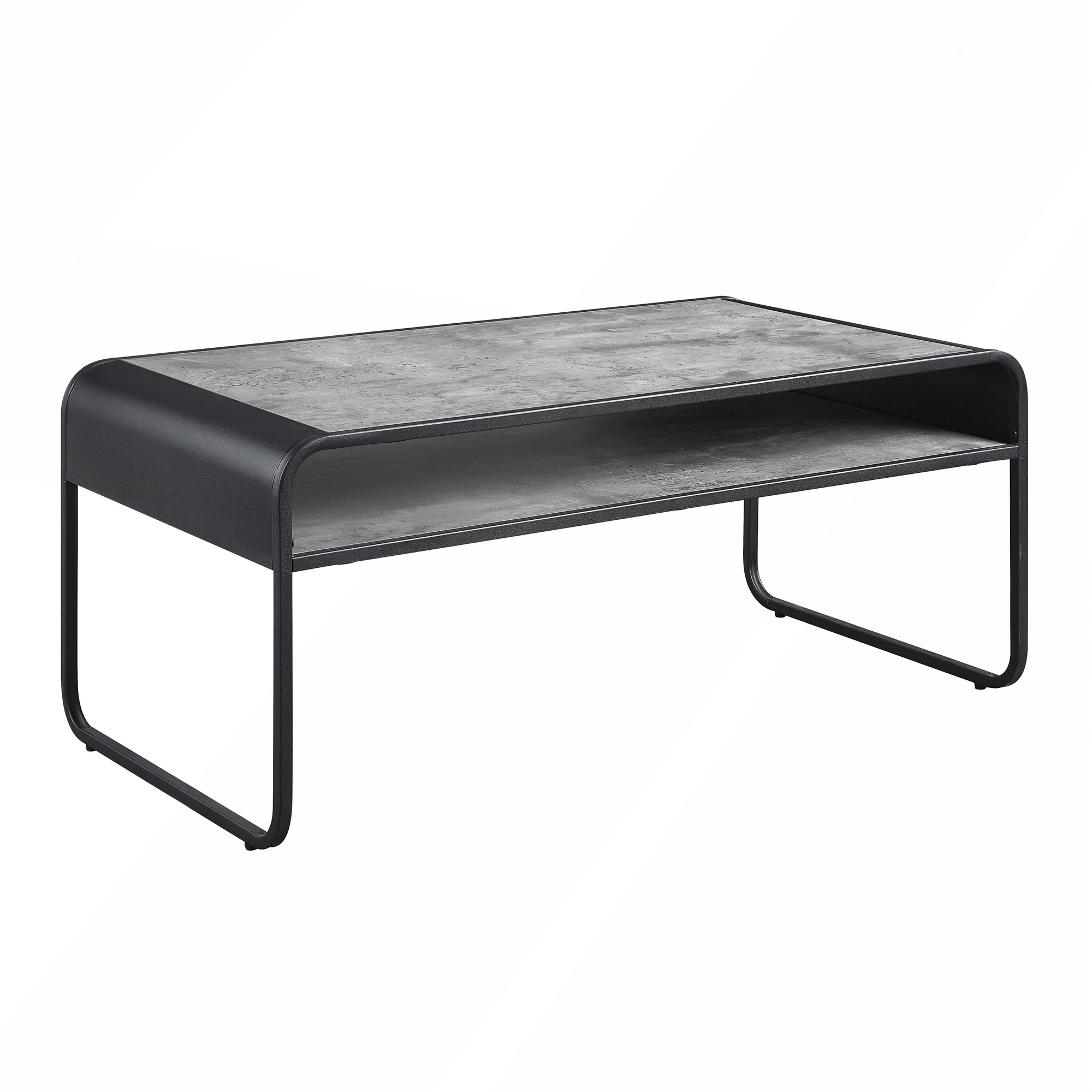 17 Stories Modern Sleek Design Black Finish Coffee Table with Shelf ...
