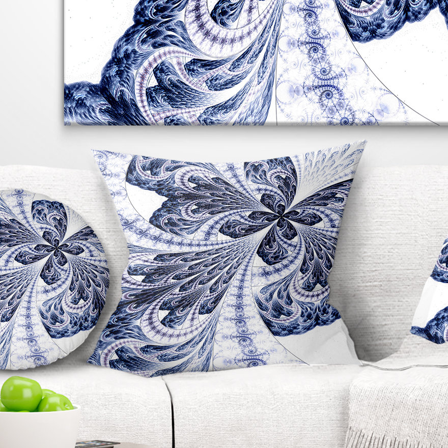 Design Art Floral Symmetrical Tight Fractal Flower Pillow | Wayfair