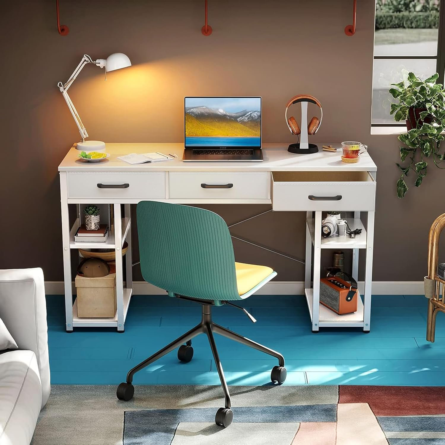 Latitude Run® Office Small Computer Desk: Home Table with Fabric ...