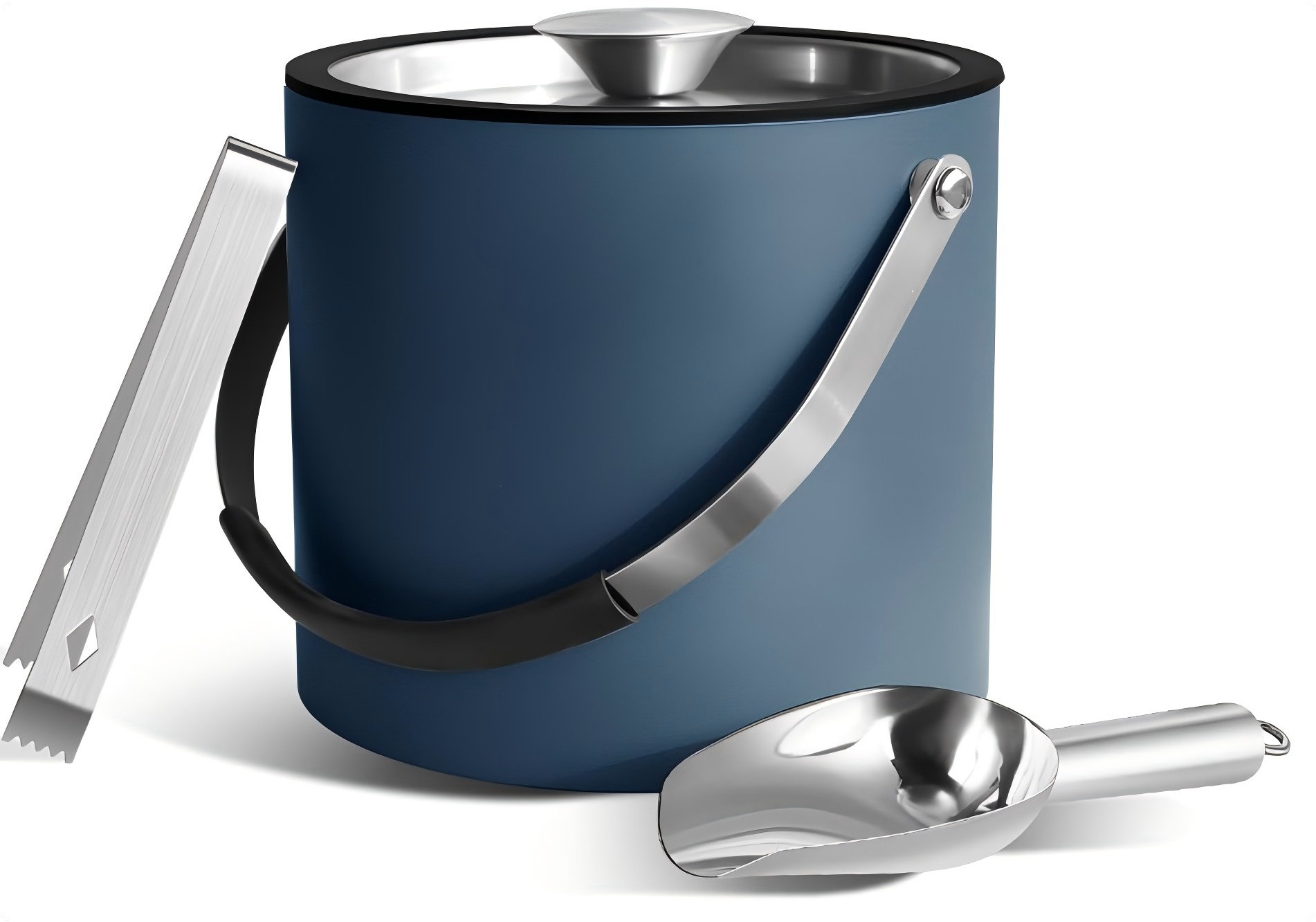 Ivy Bronx 3L Ice Bucket With Lid, Scoop, Tongs , Strainer, Stainless ...
