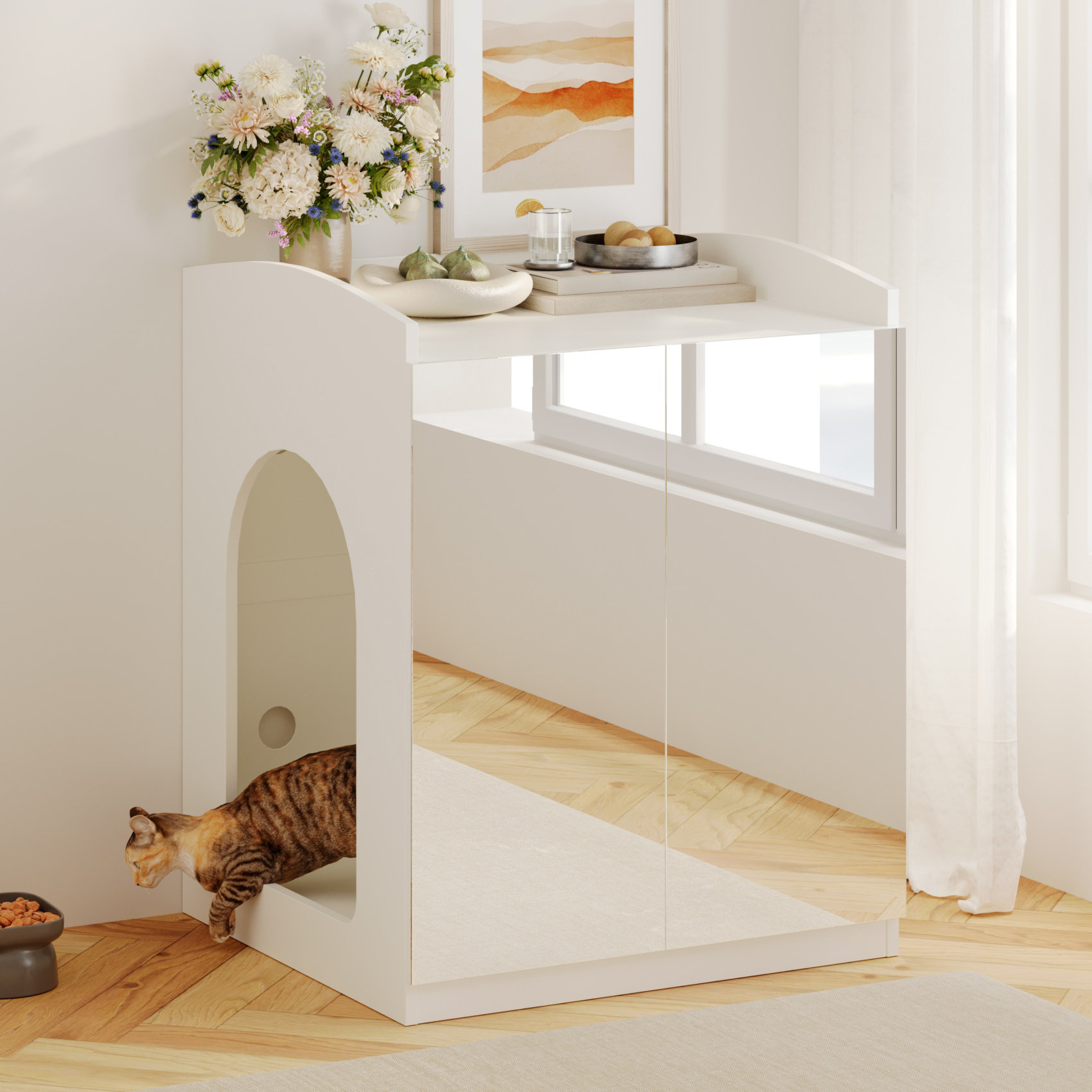 Tucker Murphy Pet™ Litter Box Enclosure, Mirrored Modern Tall Self ...