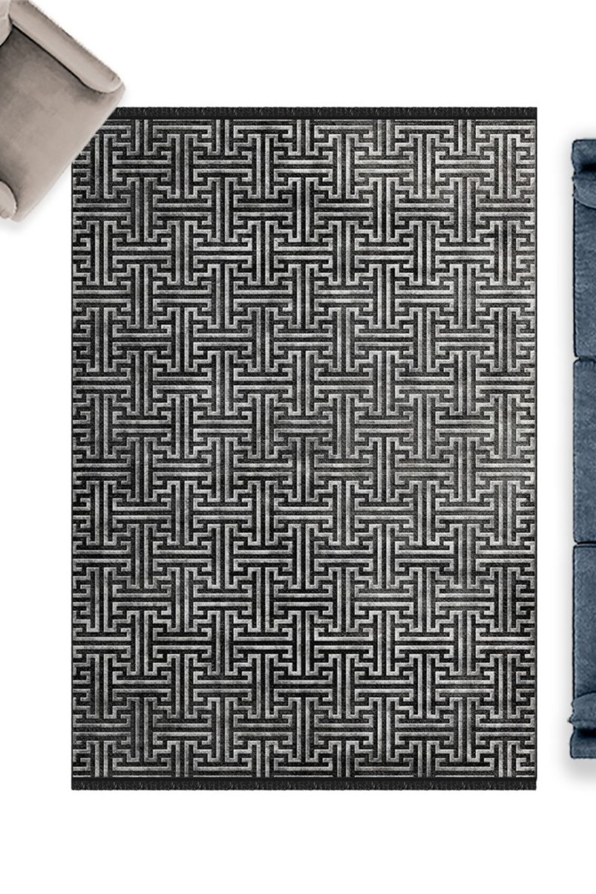 Rugpera Maunal Black And Grey Color Geometric Design Carpet Machine ...