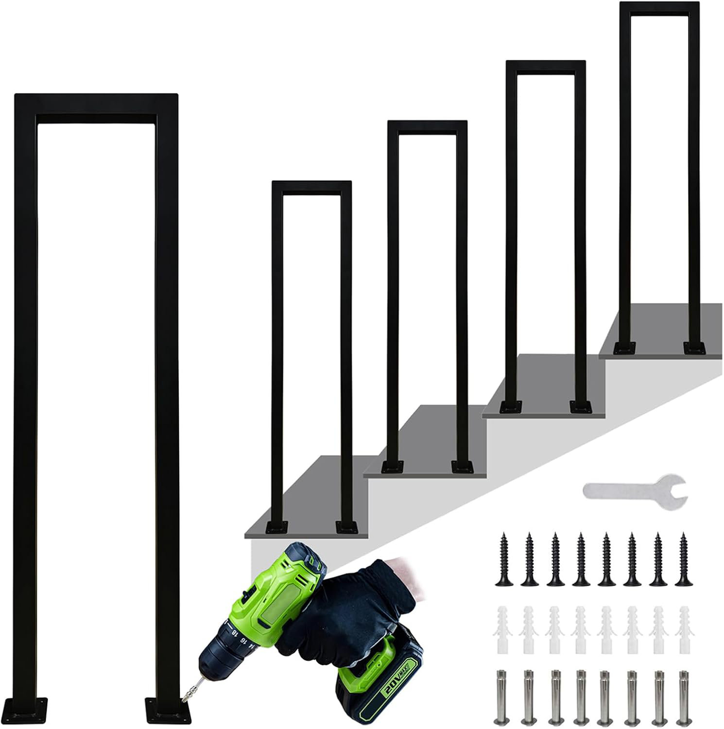 XIANGXIELISHE Matte Black U Shaped Handrails For Indoor Stairs, Non ...