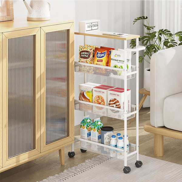 Shimano Slim Rolling Storage Cart, 4 Tier Narrow Utility Cart Bathroom ...