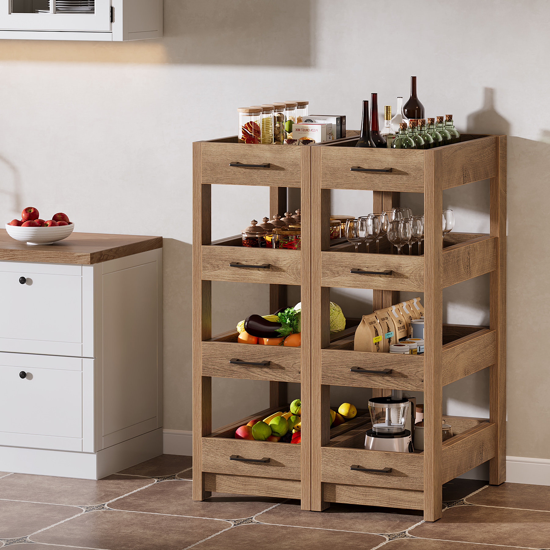 Rebrilliant 4-tier Kitchen Storage Rack Set Of 2, Fruit Vegetable ...