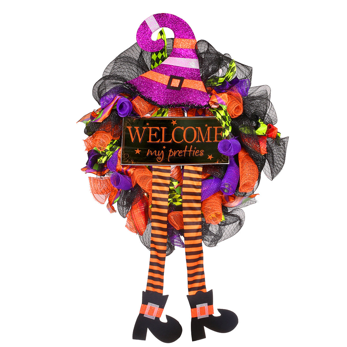 The Holiday Aisle® Witch's Charm 20" Halloween Wreath & Reviews | Wayfair