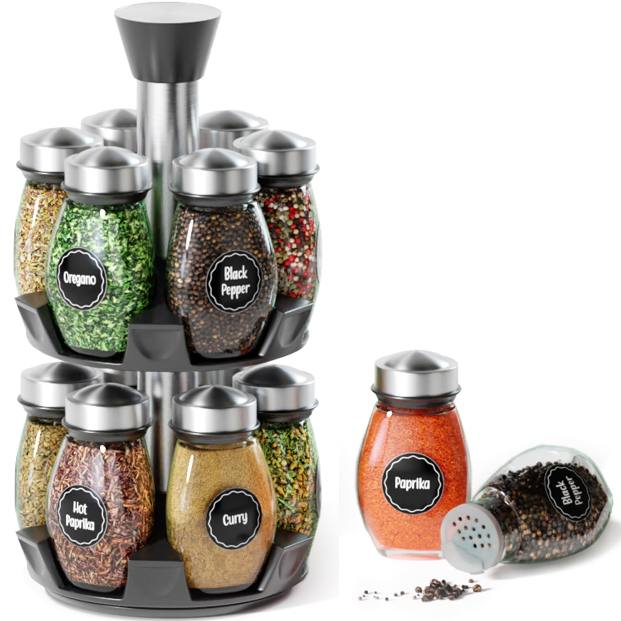Prep & Savour Stainless Steel Spice Jar & Rack Set | Wayfair