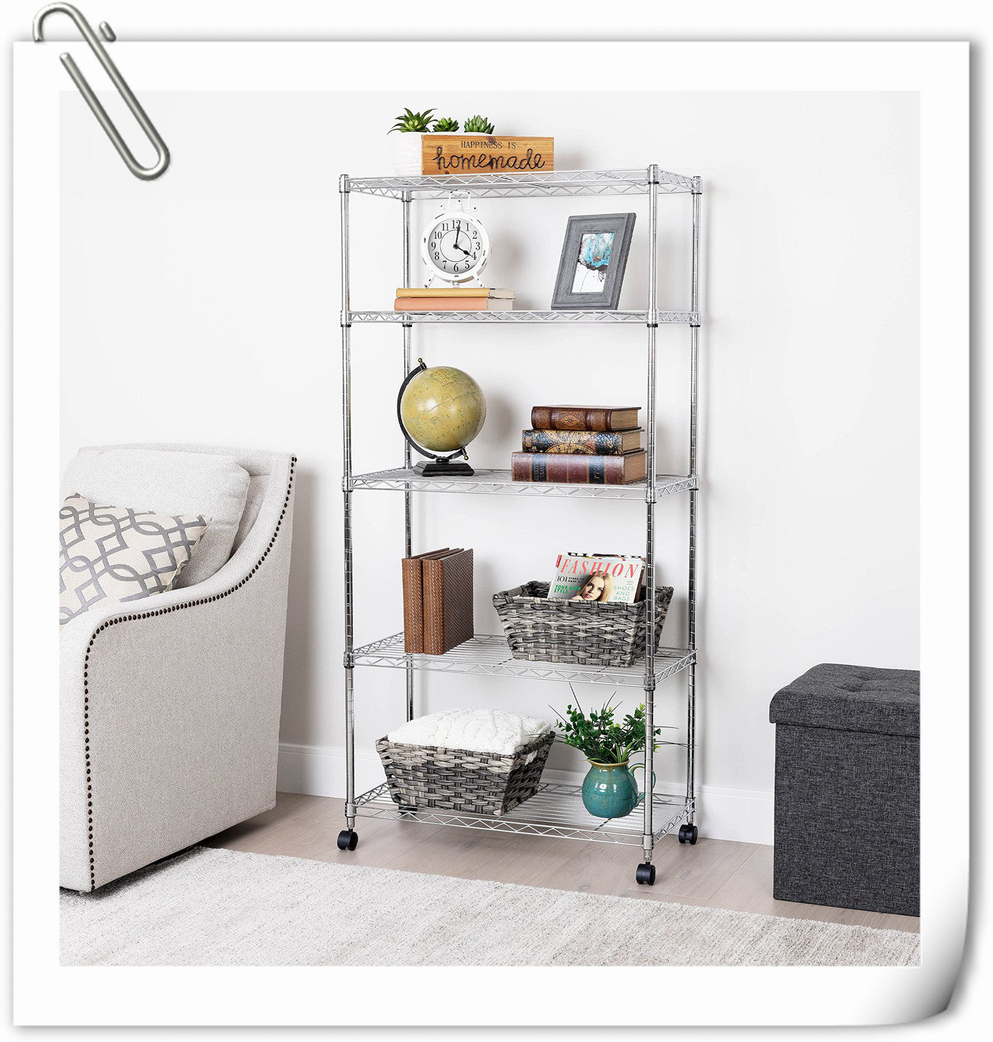 GLOBAL GIRLS LLC 5-Tier Wire Shelving With Wheels, 5-Tier, (NEW MODEL ...