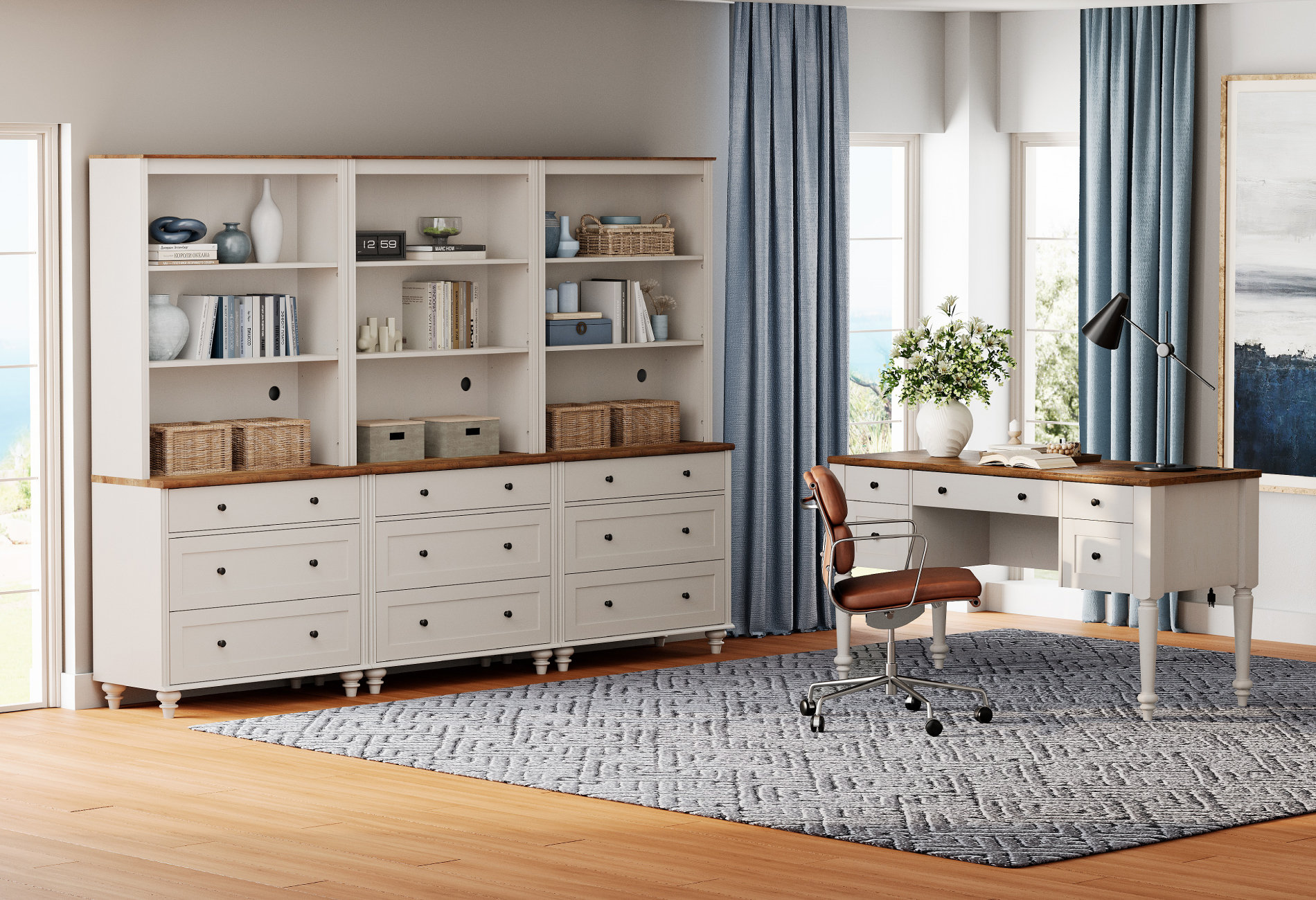 One Allium Way 2 Piece Office Set, 56" Executive Desk & Set Of 3 ...