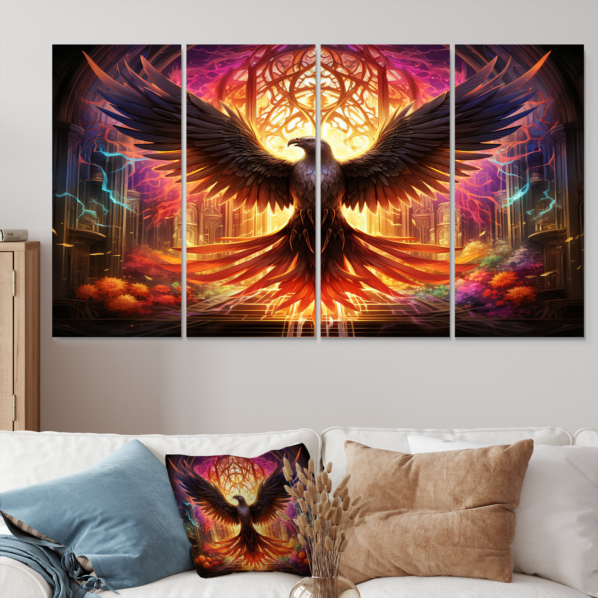 Trinx Rainbow Phoenix Rising From The Ashes - Phoenix Wall Art Decor ...