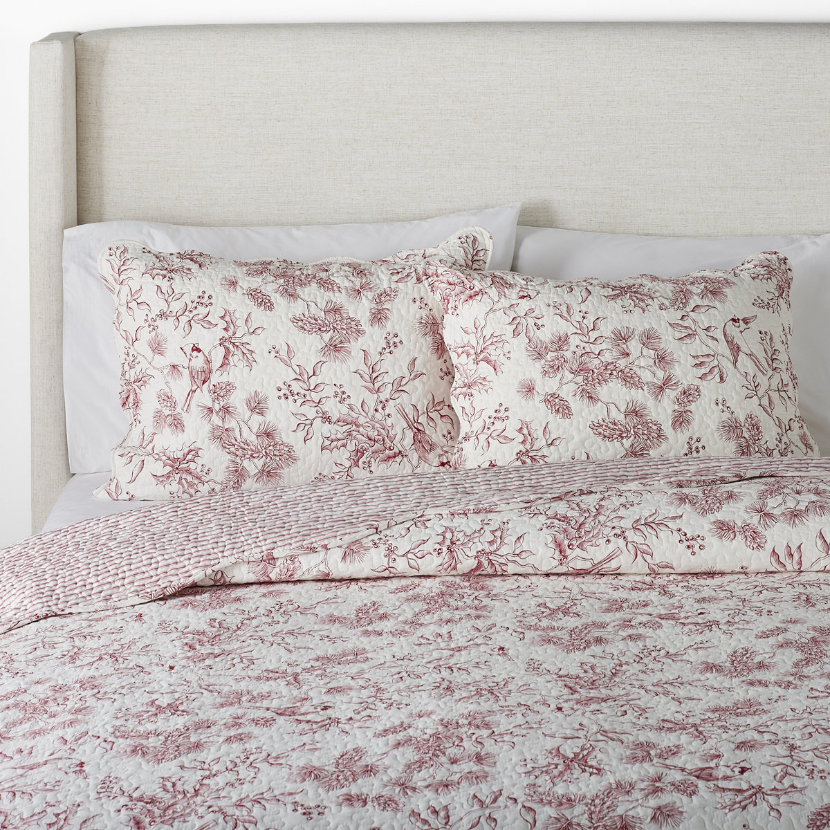 Birch Lane™ Iria Red/White Standard Cotton Reversible Quilt Set ...