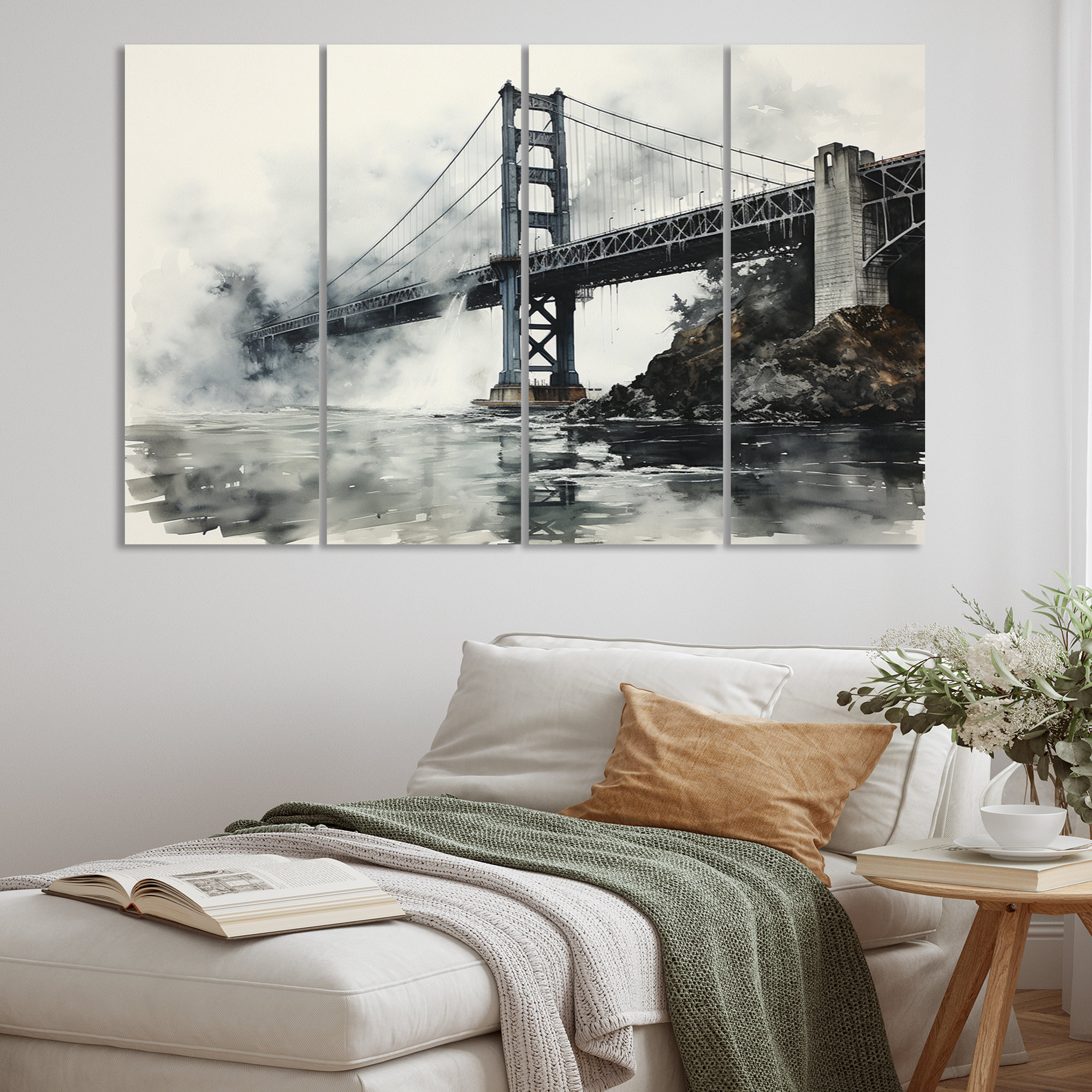 Latitude Run® Grey Bridge Urban Suspension IV - Architecture Metal Wall ...