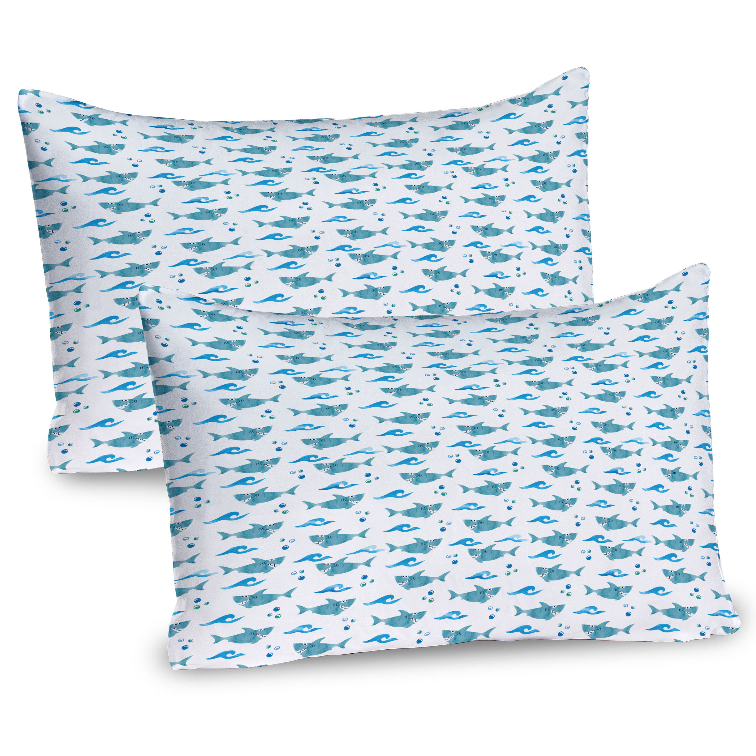 Ambesonne Shark Pillow Sham 2 Pack Watercolor Silly Animals 30"x20 ...