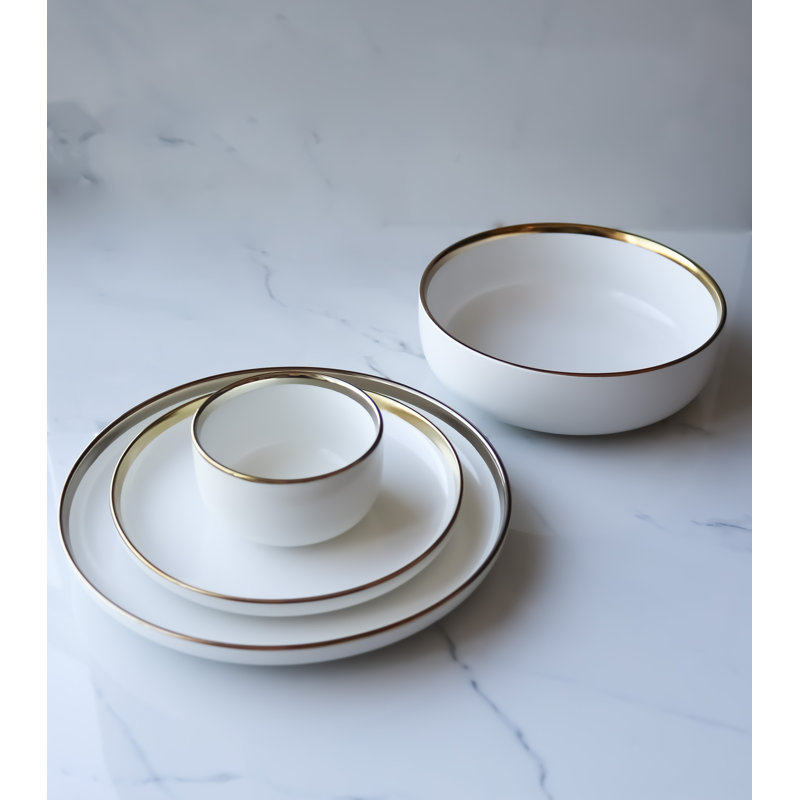 Marcel Ardani "The Luxury Collection" White with Gold Trim - Four Piece ...