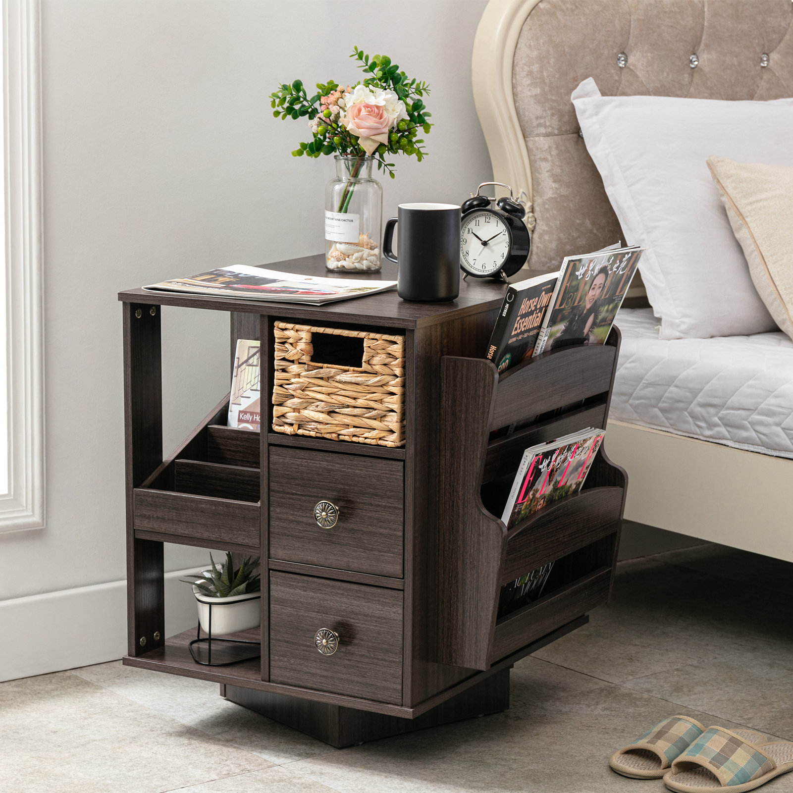 Ebern Designs Rotating End Table, Modern Farmhouse End Table With ...