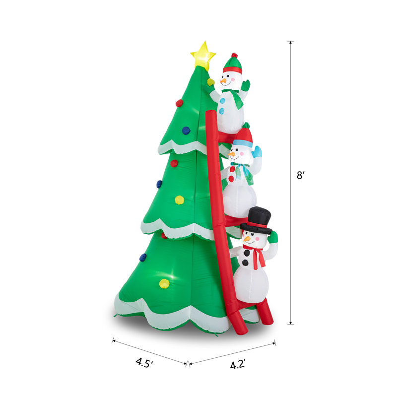 The Holiday Aisle® Lighted Inflatable Xmas Snowman Climbing Up Tree ...