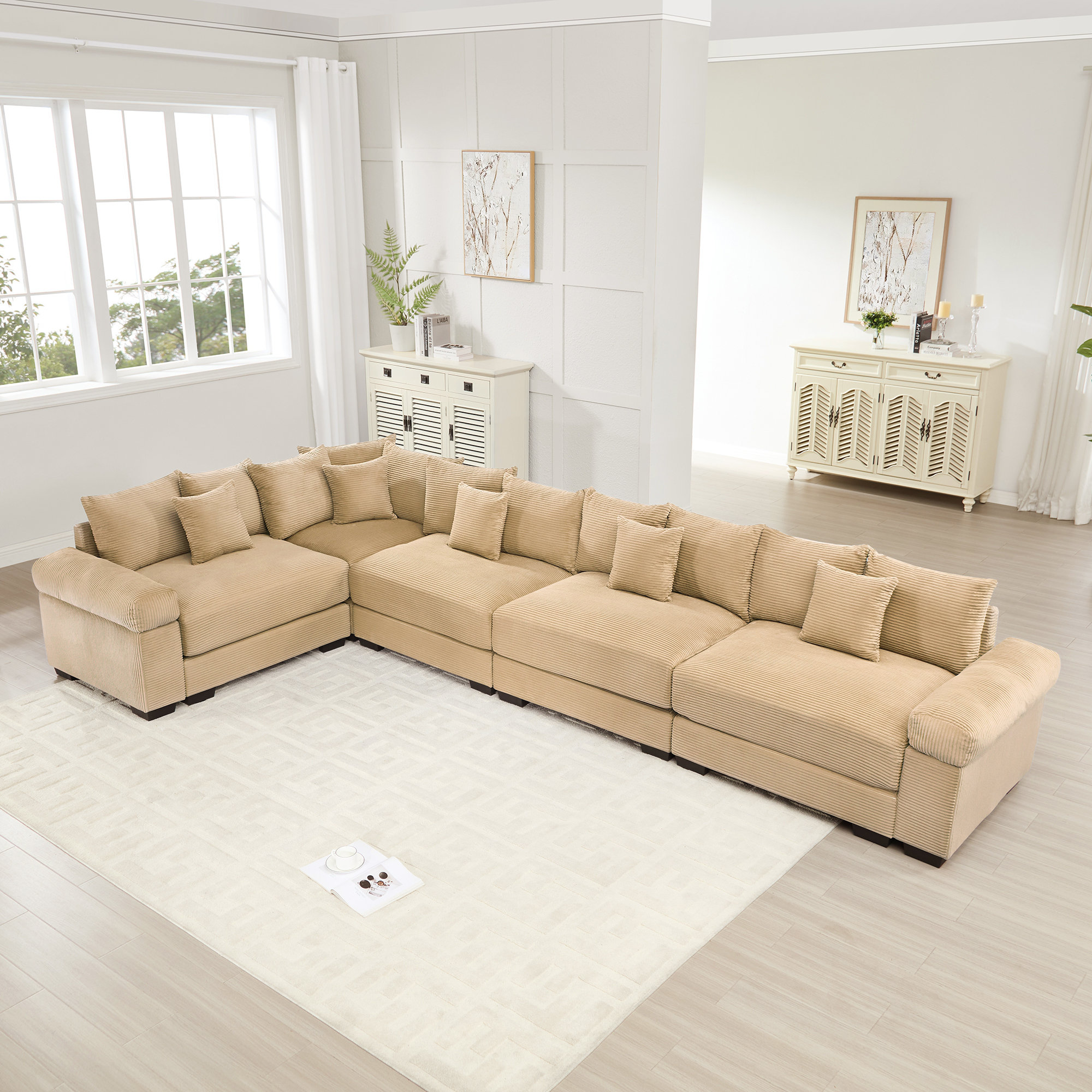 Everly Quinn Oversized Cloud Modular Sectional Couch,Convertible ...